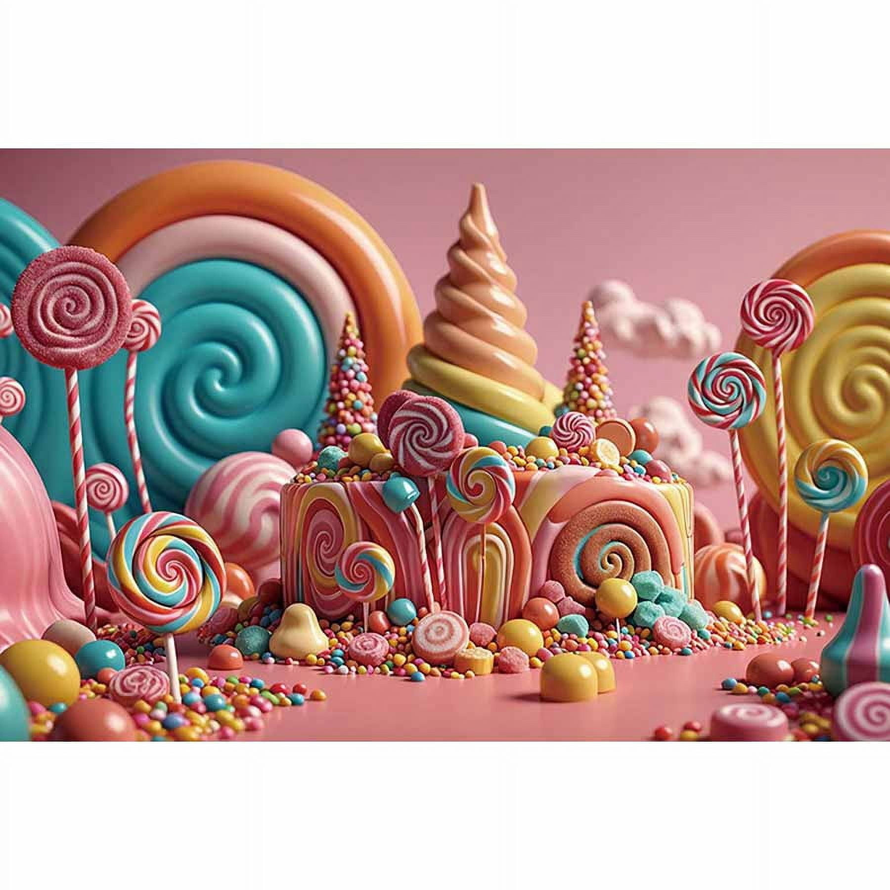 Candyland Candy Bar Lollipop Castle Background Baby Birthday Home ...