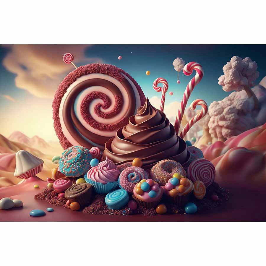 Candyland Candy Bar Lollipop Castle Background Baby Birthday Home ...
