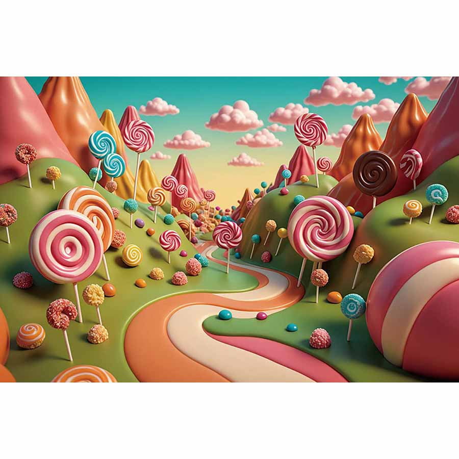Candyland Candy Bar Lollipop Castle Background Baby Birthday Home ...
