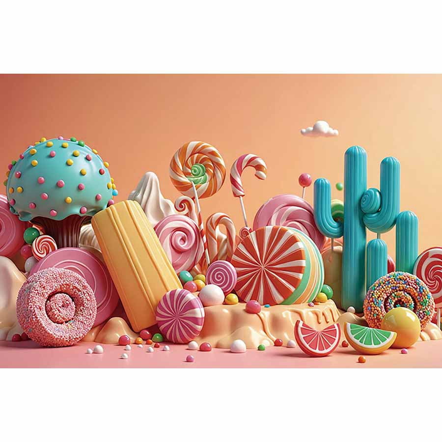 Candyland Candy Bar Lollipop Castle Background Baby Birthday Home ...