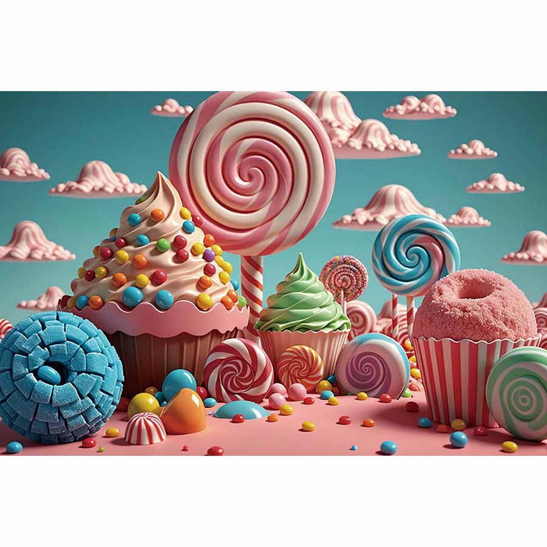 Candyland Candy Bar Lollipop Castle Background Baby Birthday Home ...
