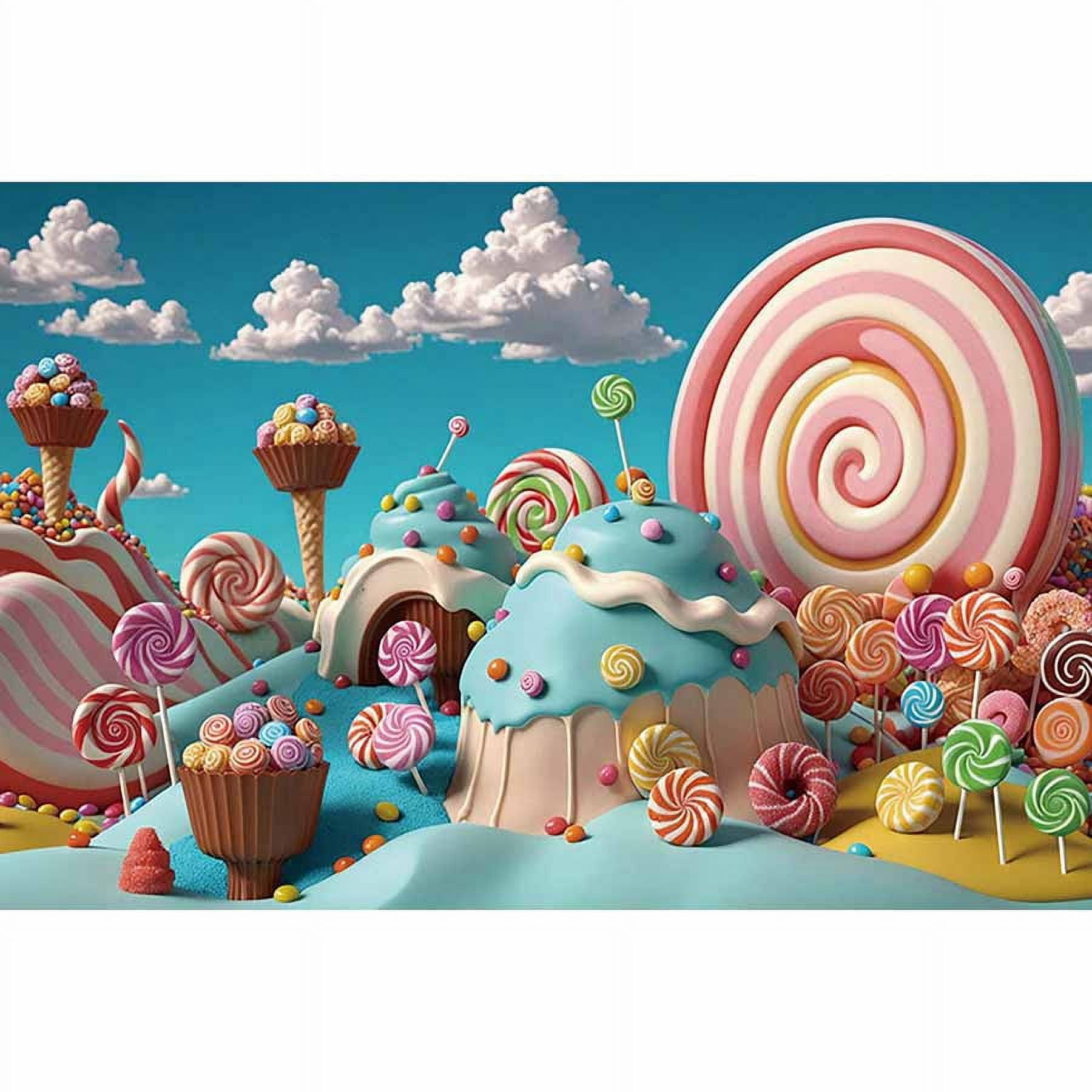 Candyland Candy Bar Lollipop Castle Background Baby Birthday Home ...