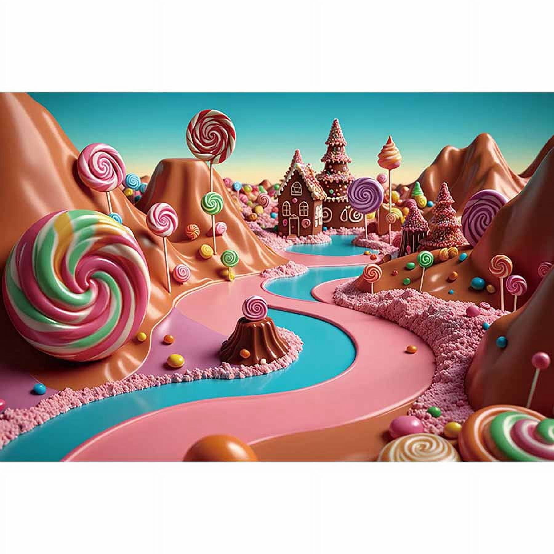 Candyland Candy Bar Lollipop Castle Background Baby Birthday Home ...