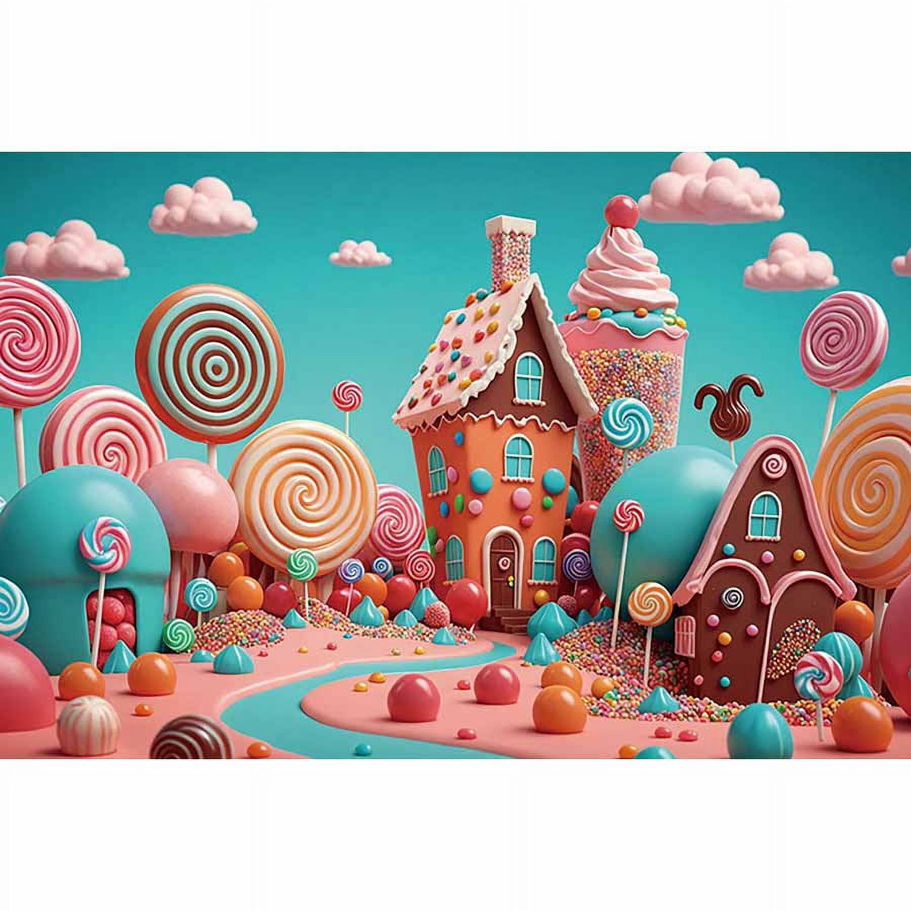 Candyland Candy Bar Lollipop Castle Background Baby Birthday Home ...