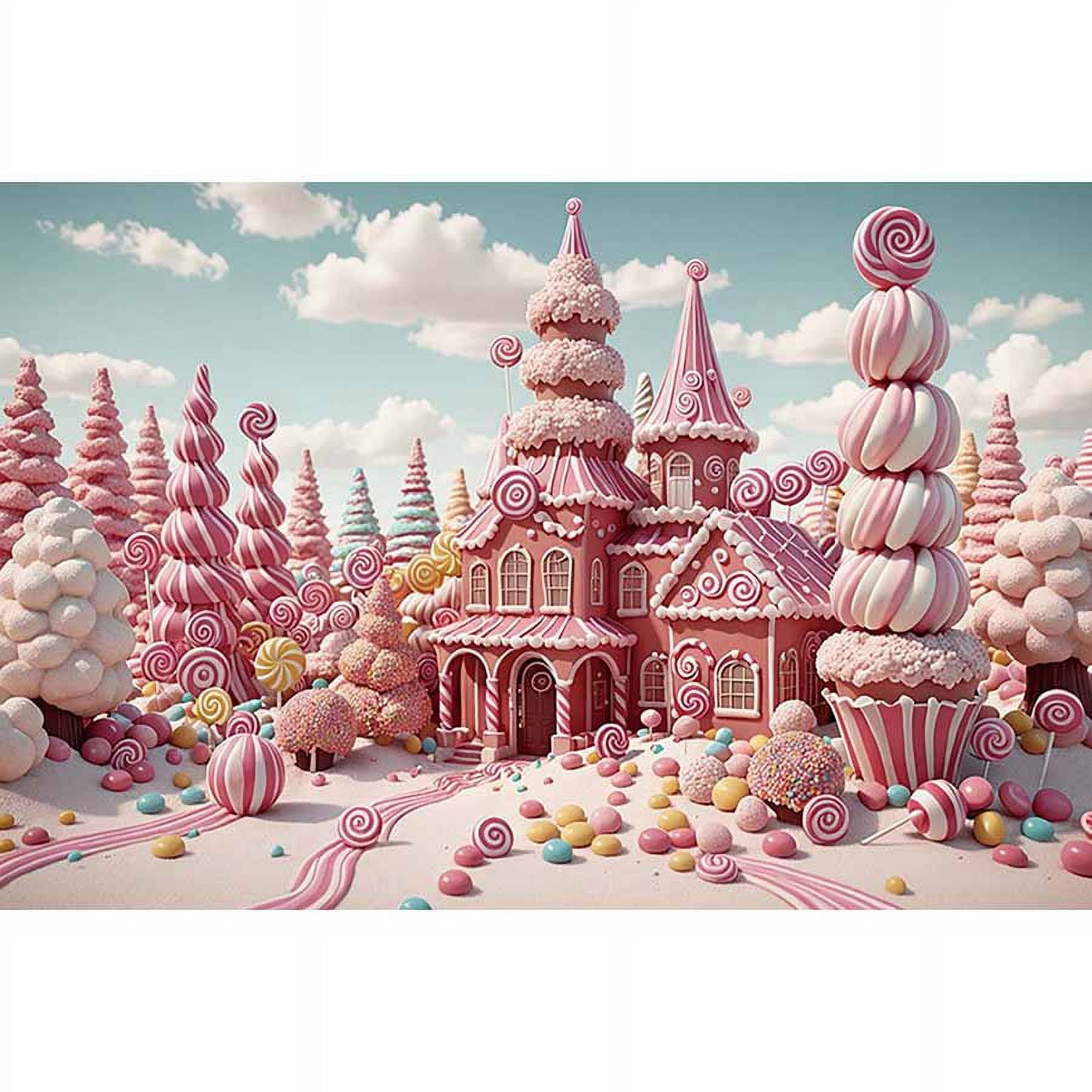 Candyland Candy Bar Lollipop Castle Background Baby Birthday Home ...