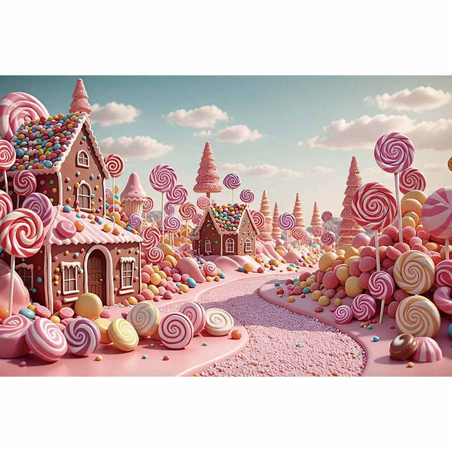 Candyland Candy Bar Lollipop Castle Background Baby Birthday Home ...
