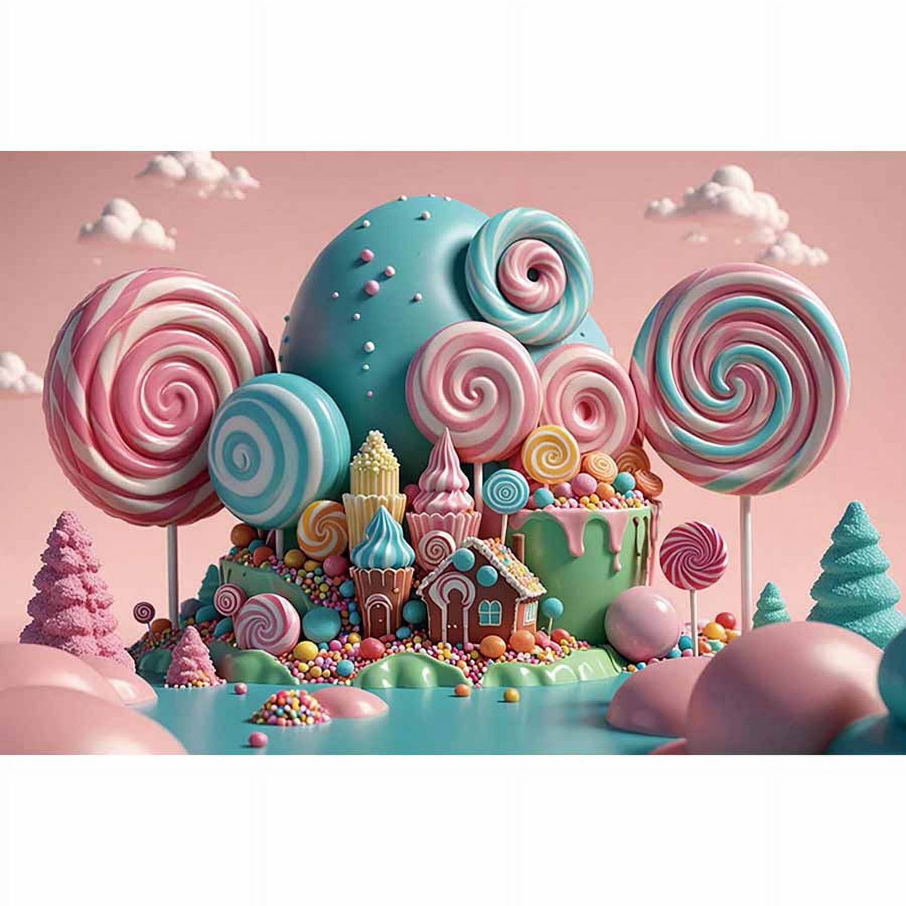Candyland Candy Bar Lollipop Castle Background Baby Birthday Home ...