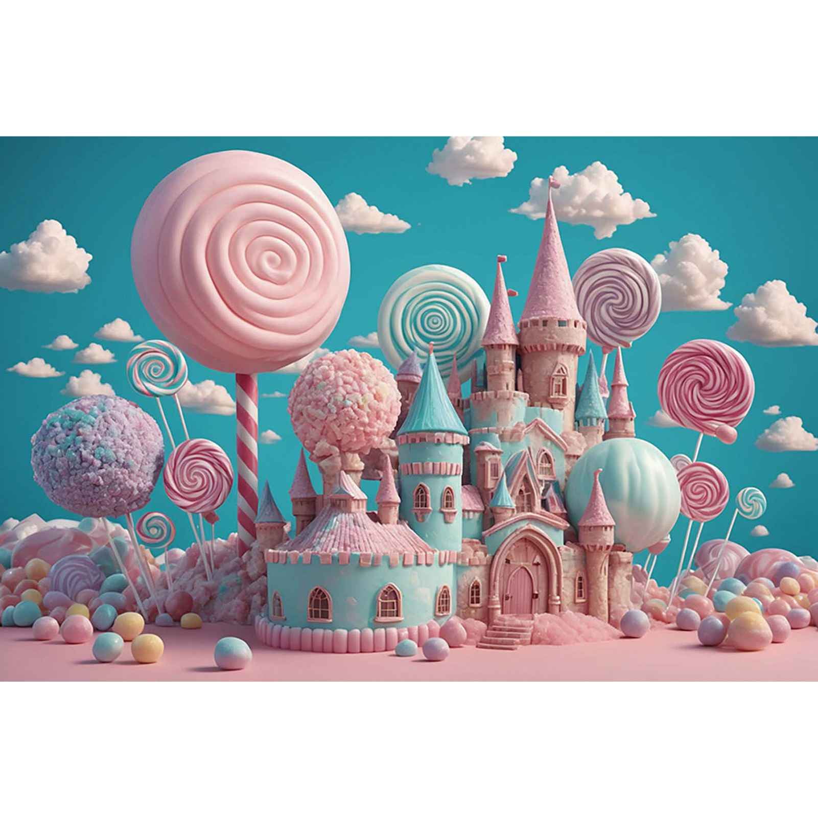 Candyland Candy Bar Lollipop Castle Background Baby Birthday Home ...