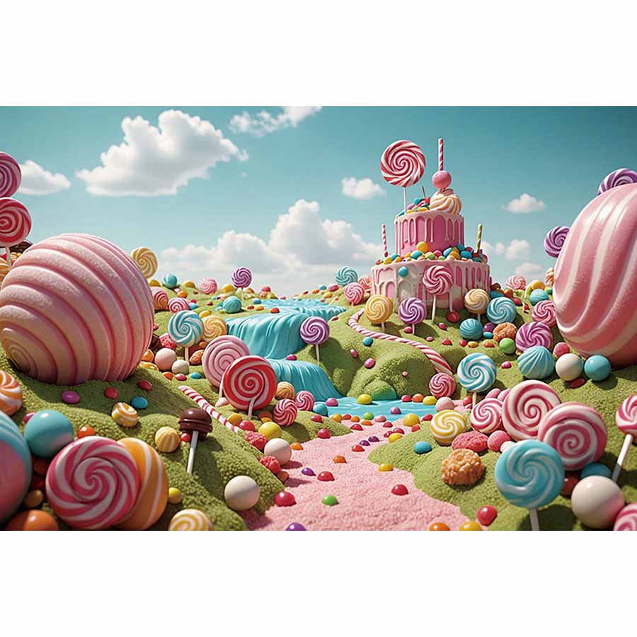 Candyland Candy Bar Lollipop Castle Background Baby Birthday Home ...