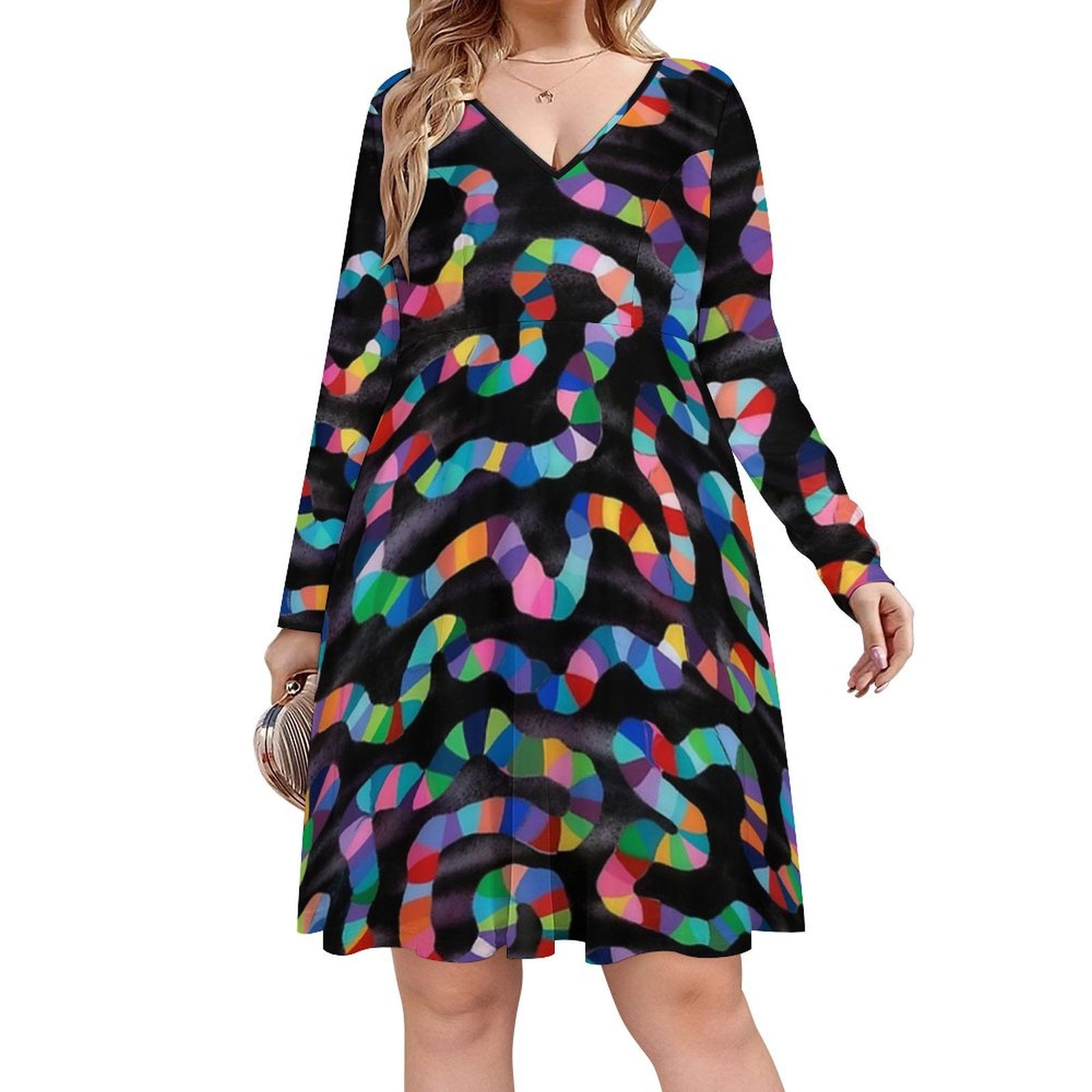Candyland Experiment Long Sleeve Dresses For Women Vintage Elegant ...