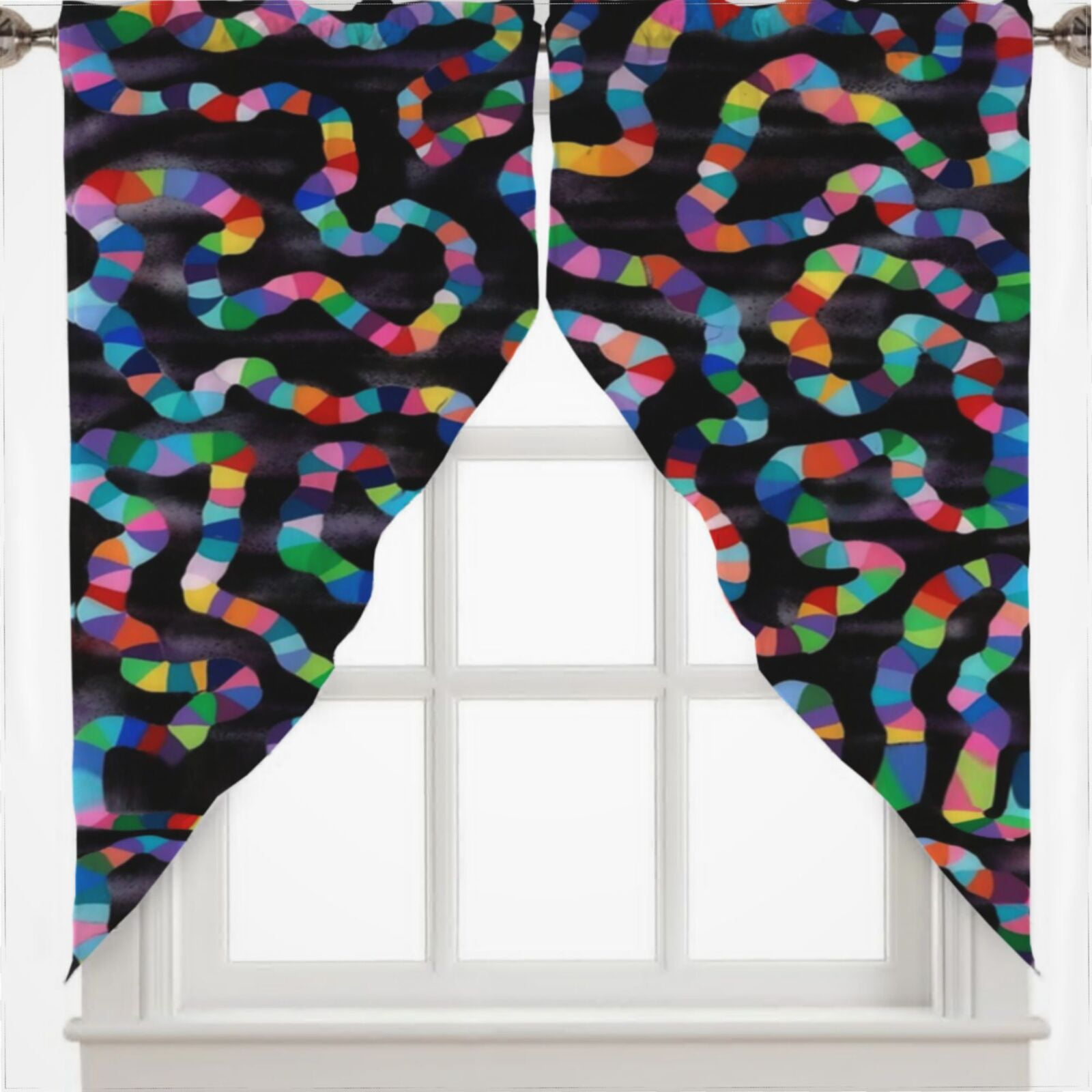 Candyland Experiment Swag Valances For Windows 2 Pack For Kitchen ...