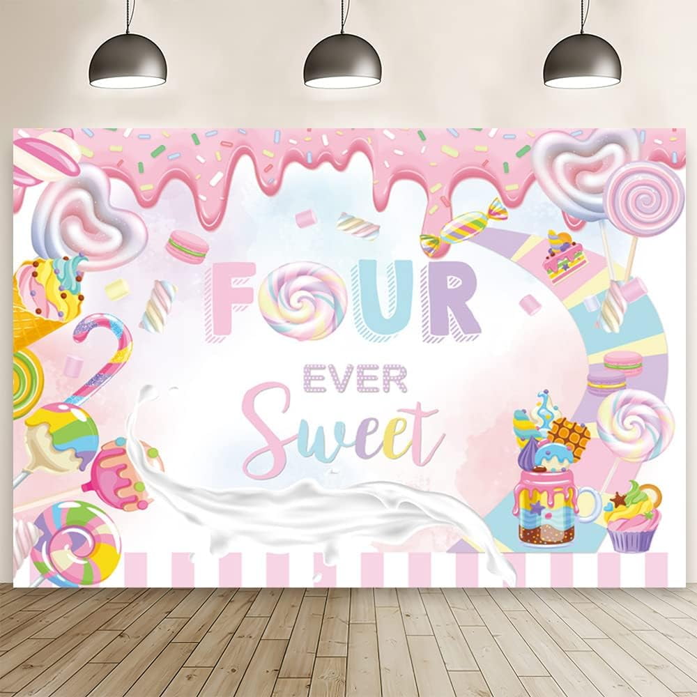 Candyland Four Ever Sweet Backdrop Dessert Lollipops for Kids Girls ...