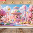 Candyland Happy Birthday Background Pastel Pink Lollipop Birthday ...