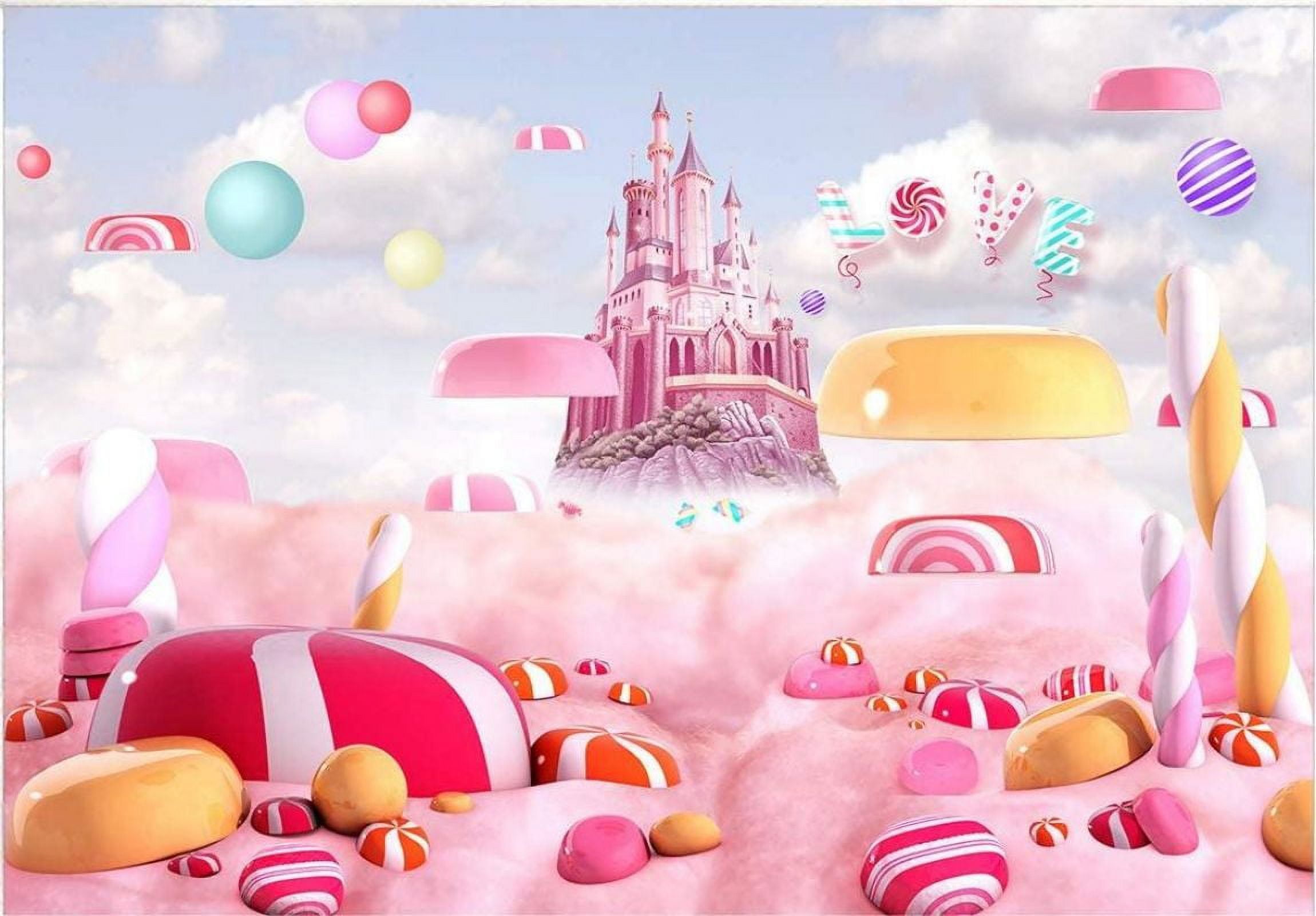 Candyland Ice Cream Pink Girl One Birthday Party Backdrop Props Sweet ...