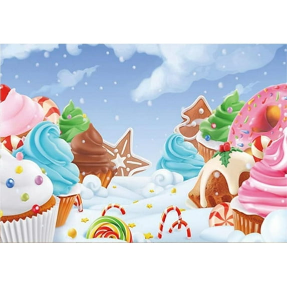 Candyland Ice Cream Pink Girl One Birthday Party Backdrop Props Sweet ...