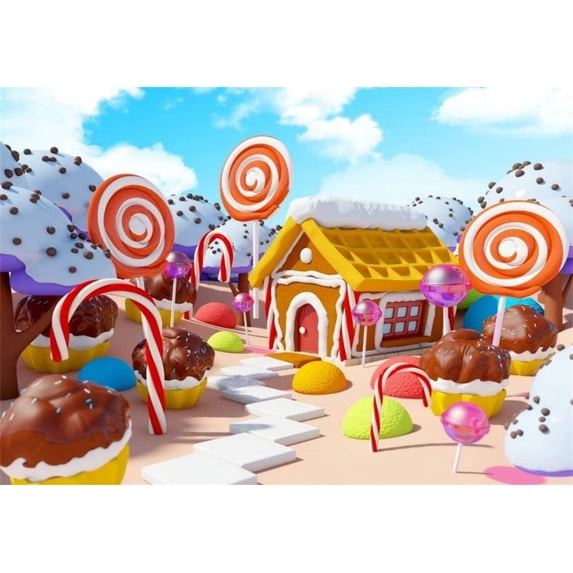 Candyland Ice Cream Pink Girl One Birthday Party Backdrop Props Sweet ...