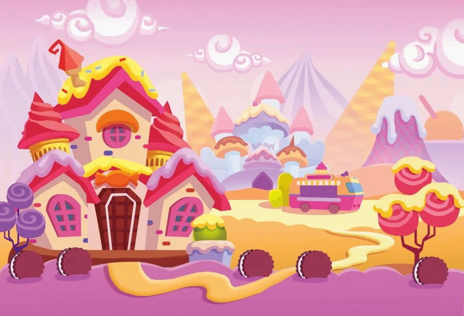 Candyland Lollipop Birthday Backdrop Sweet Candy Rainbow Donut Ice ...