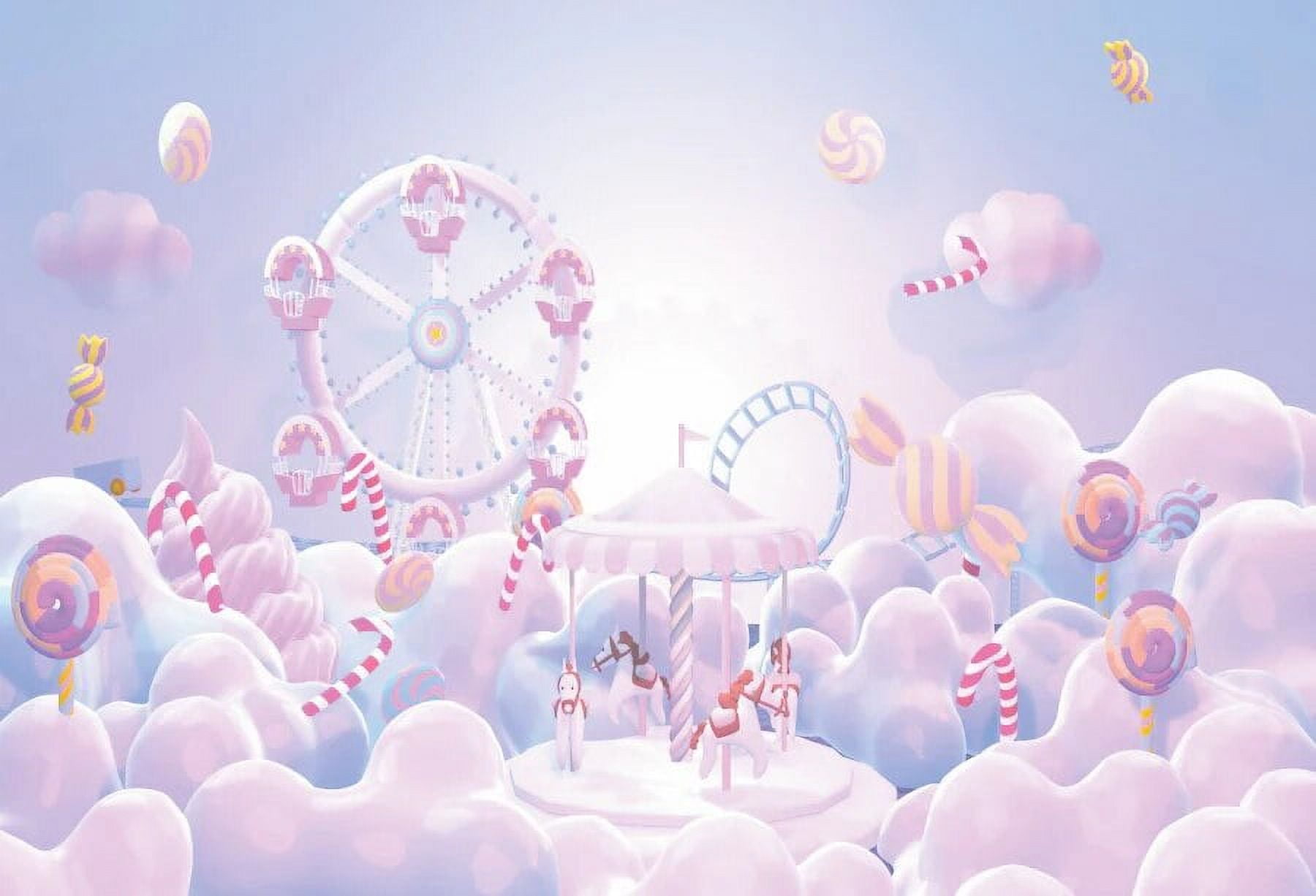 Candyland Lollipop Birthday Backdrop Sweet Candy Rainbow Donut Ice ...