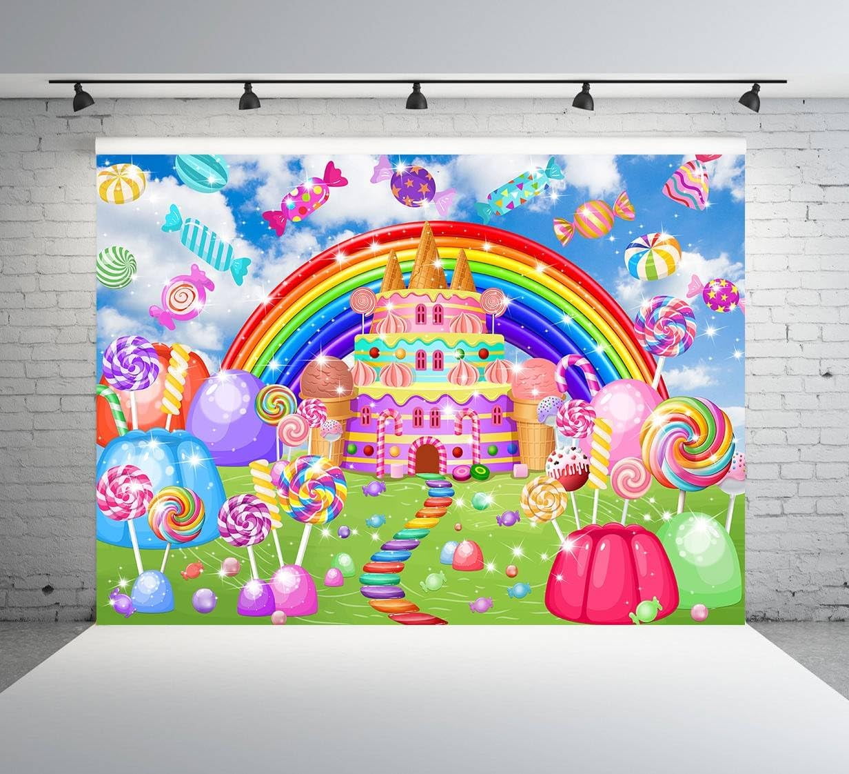 Candyland Party Cute Backdrop Candy Lollipop Sweetest Theme Birthday ...