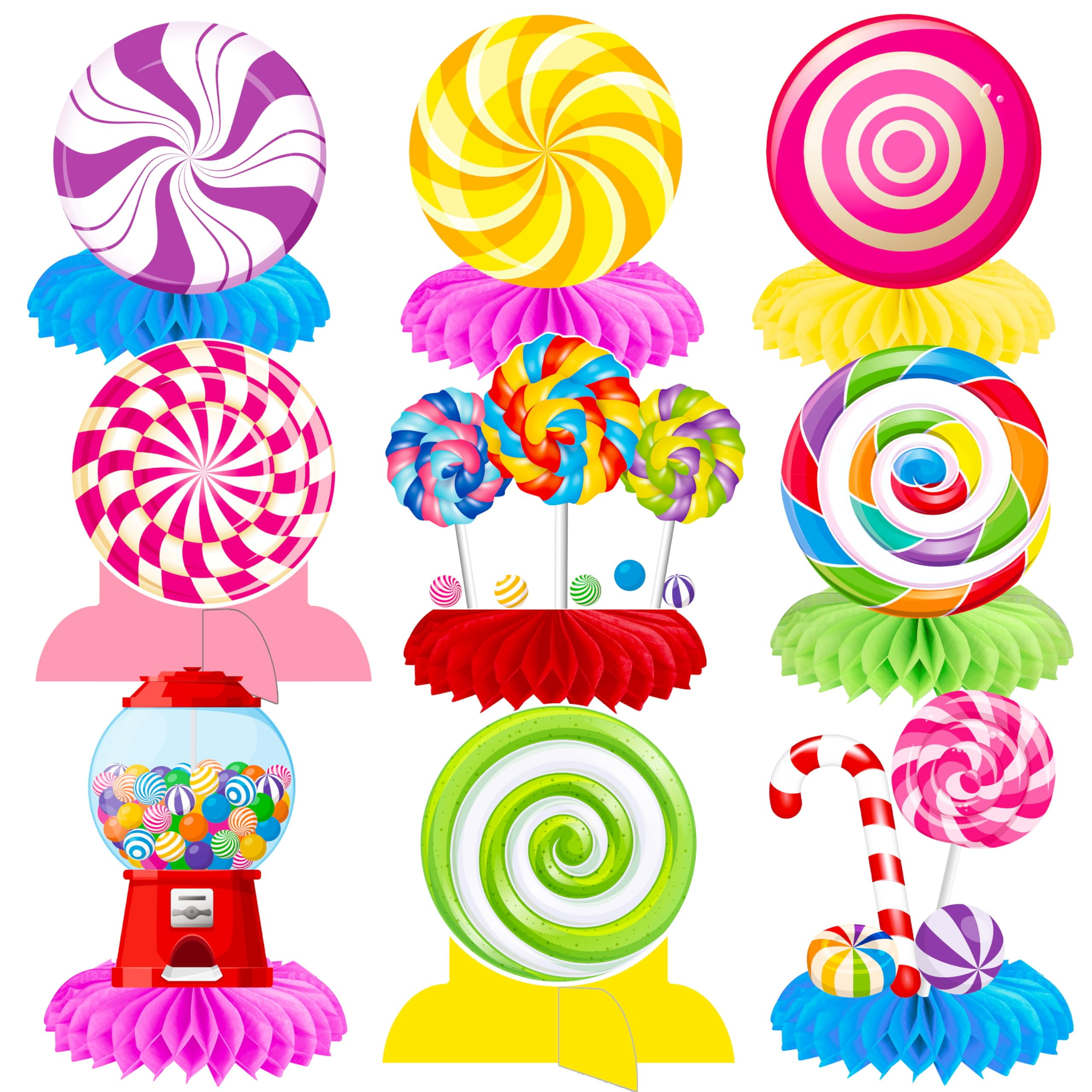 Candyland Party DecorationTRDN 15pcs Candyland Lollipop Table Honeycomb ...