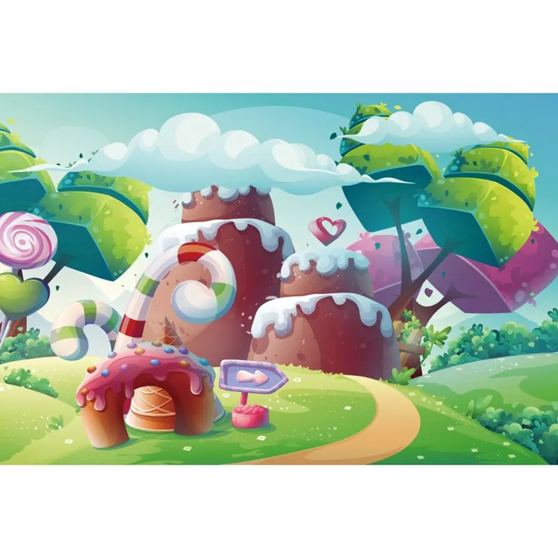 Candyland Photography Backdrop Candy Bar Lollipop Birthday Party Photoz ...