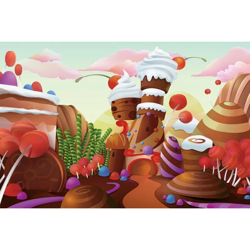 Candyland Photography Backdrop Candy Bar Lollipop Birthday Party Photoz ...