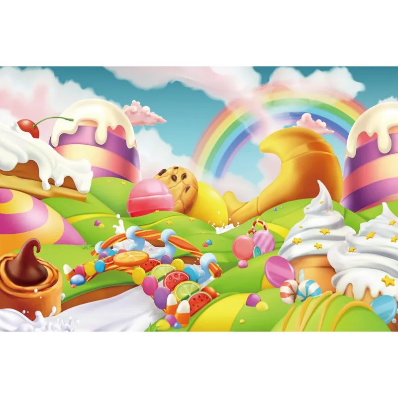 Candyland Photography Backdrop Candy Bar Lollipop Birthday Party Photoz ...