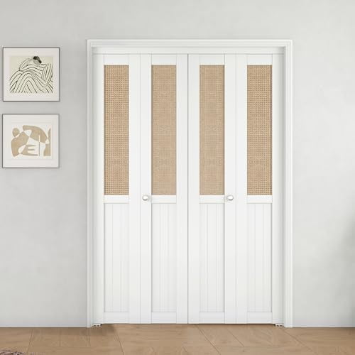 Cane Bi-fold Doors - for 60in.（30in.x2） x 80in. Opening, Webbing & Wood ...