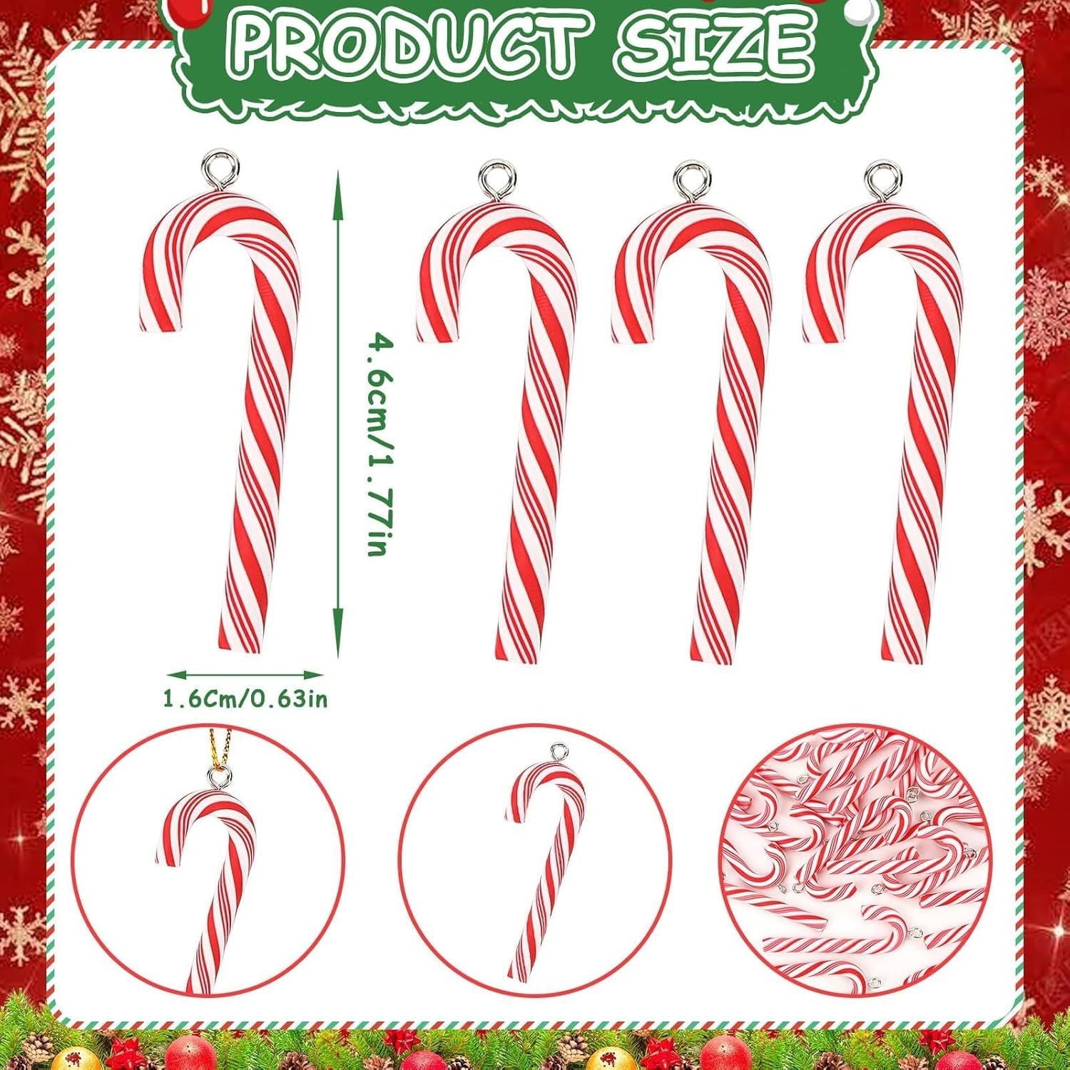 Cane Candy Christmas Tree Decorations - 36pcs Red and White Candy Stick ...