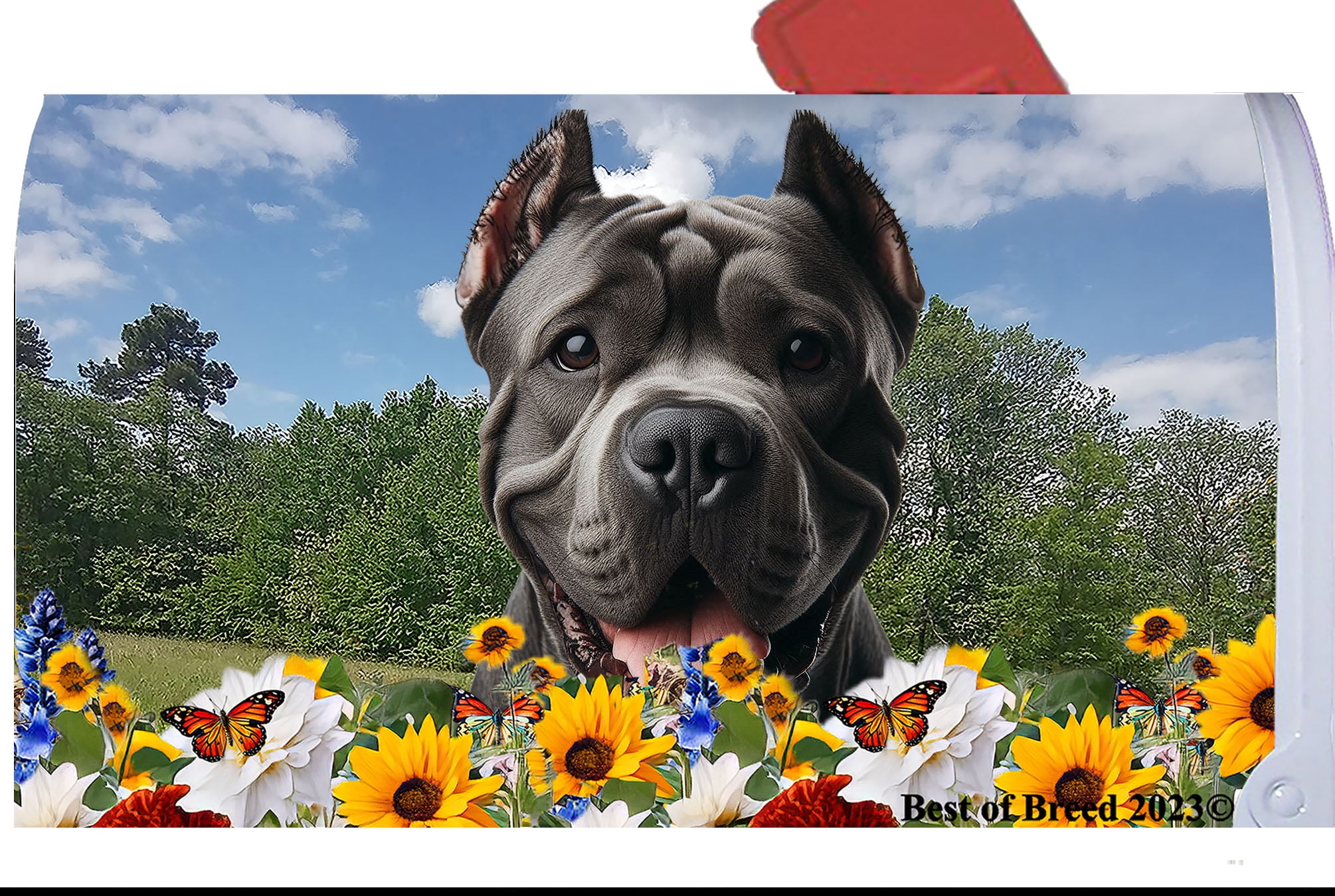 Cane Corso Black - Best of Breed Summer Flowers Mailbox Cover Hi-Grade ...