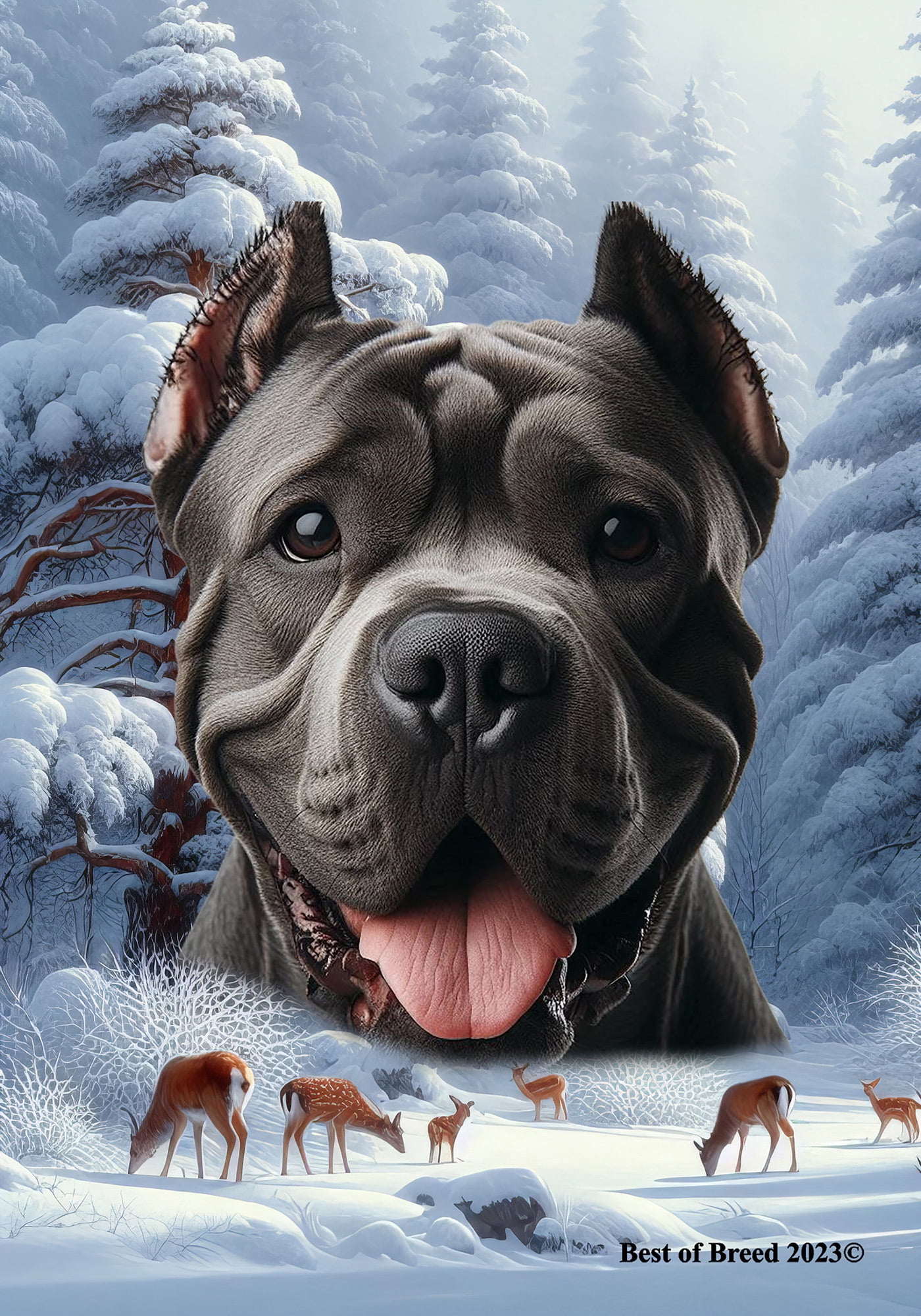 Cane Corso Black Cropped - Best of Breed Winter Wonderland Garden Flag ...
