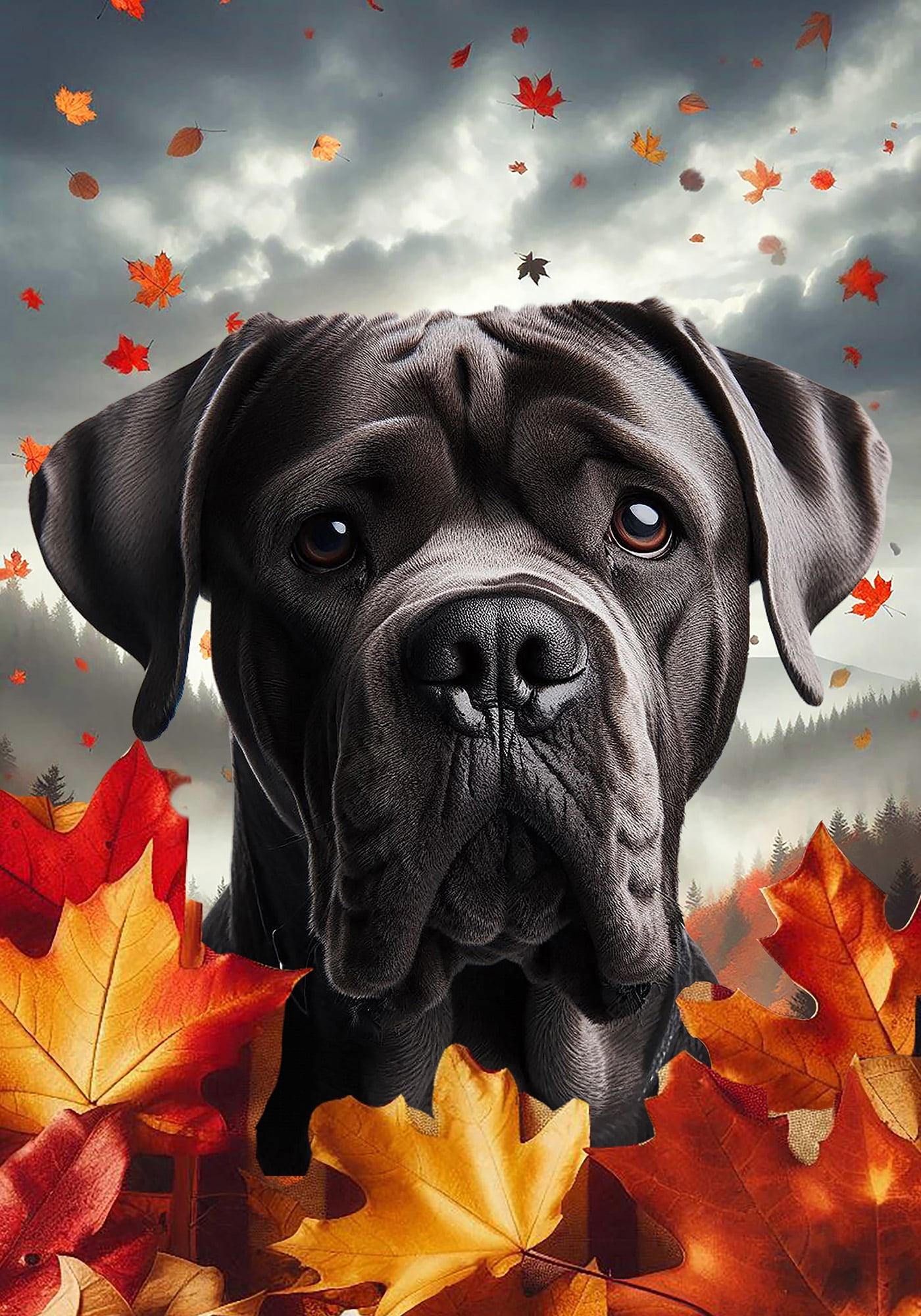 Cane Corso Black Uncropped - Best of Breed Fall Leaves Outdoor Garden ...