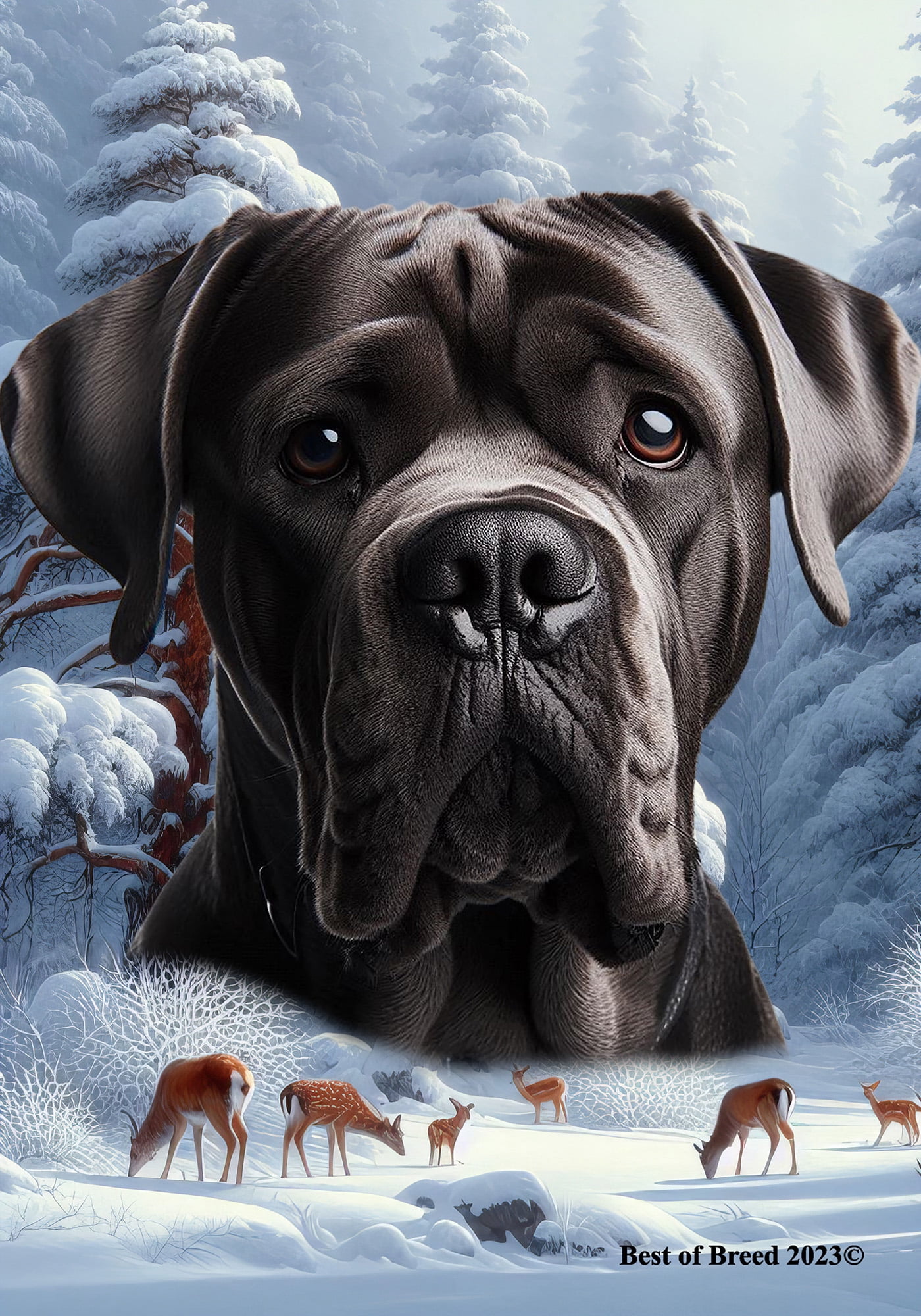 Cane Corso Black Uncropped - Best of Breed Winter Wonderland Garden ...