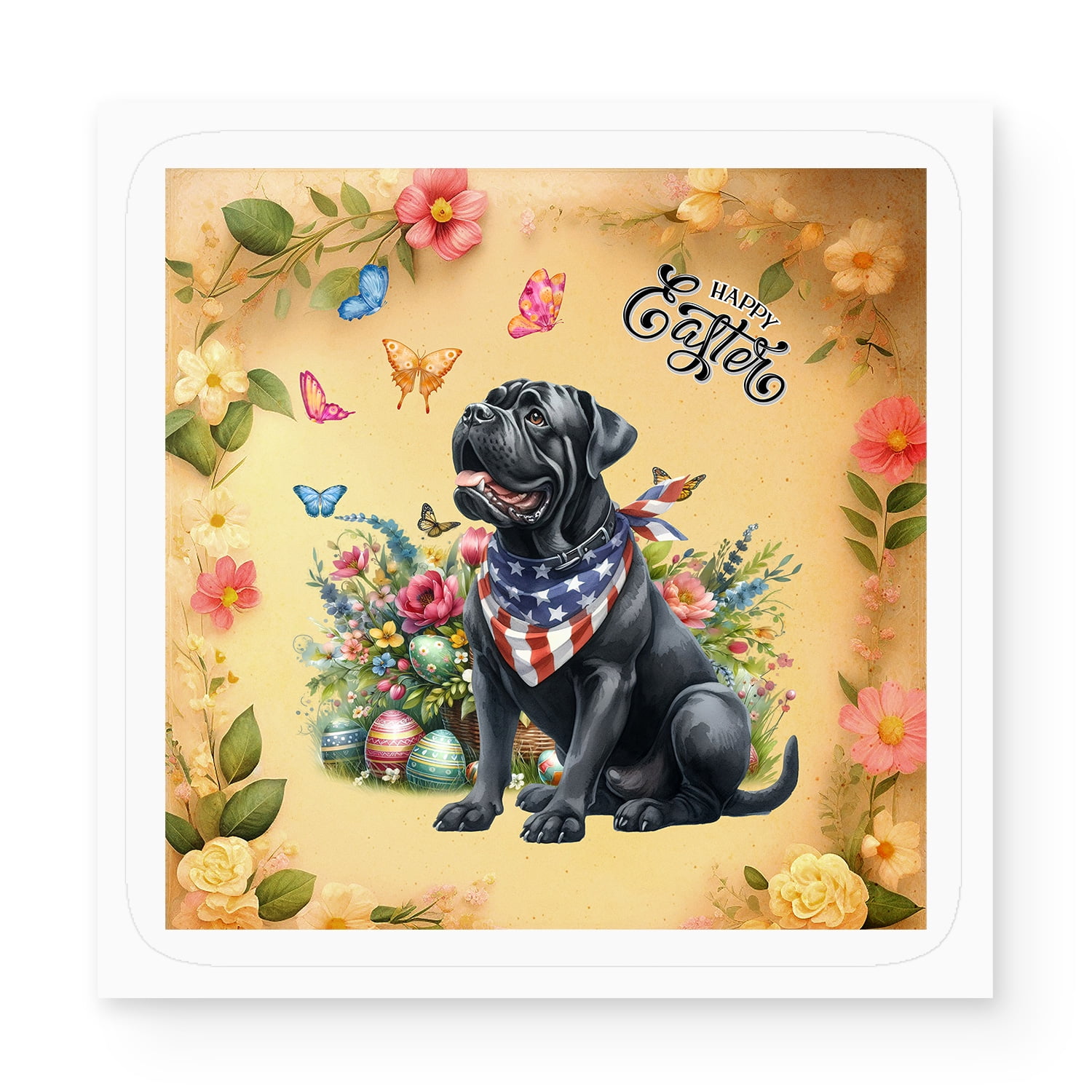 Cane Corso Celebrates Spring and Enjoys a Happy Easter Vinyl Sticker ...