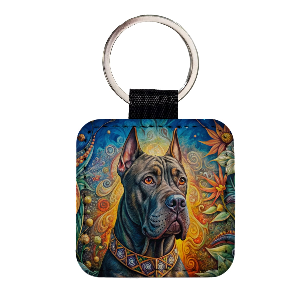 Cane Corso Dog Bohemian Art Faux Leather Square Keychain - Walmart.com