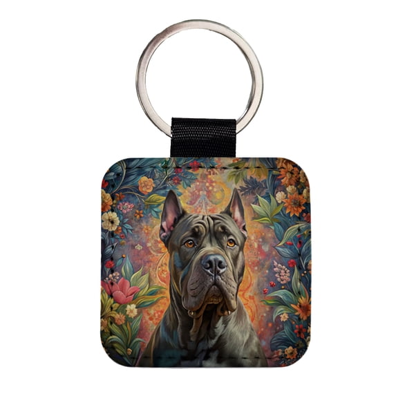 Cane Corso Dog French Bohemian Art Faux Leather Square Keychain ...