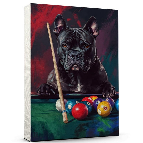 Cane Corso Dog Playing Billiards Stretched Canvas Size 8x12 – Vintage ...