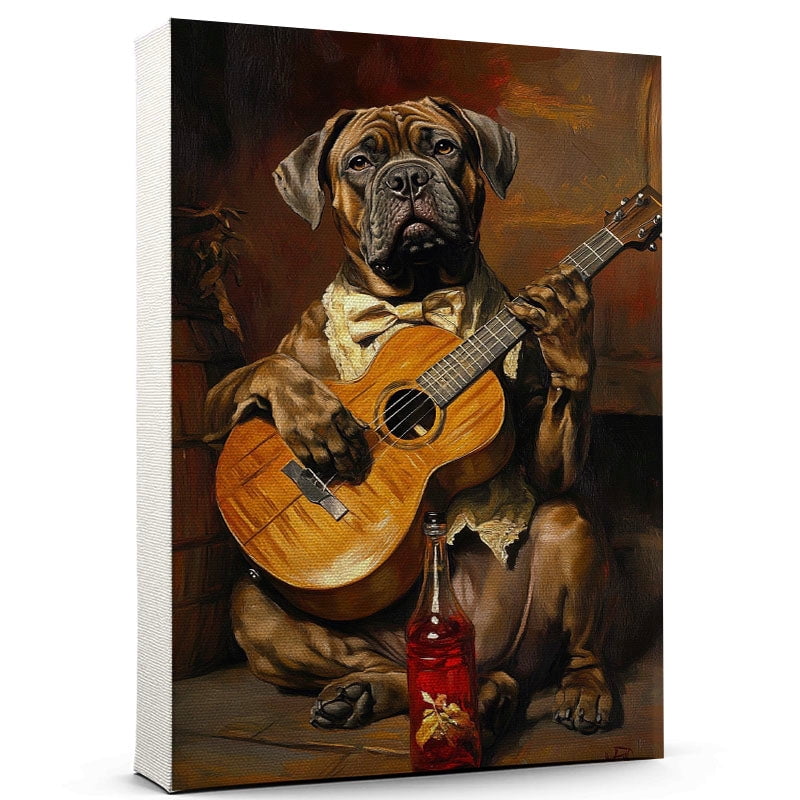 Cane Corso Dog Playing Ukelele Stretched Canvas Size 8x12 – Music Dog ...