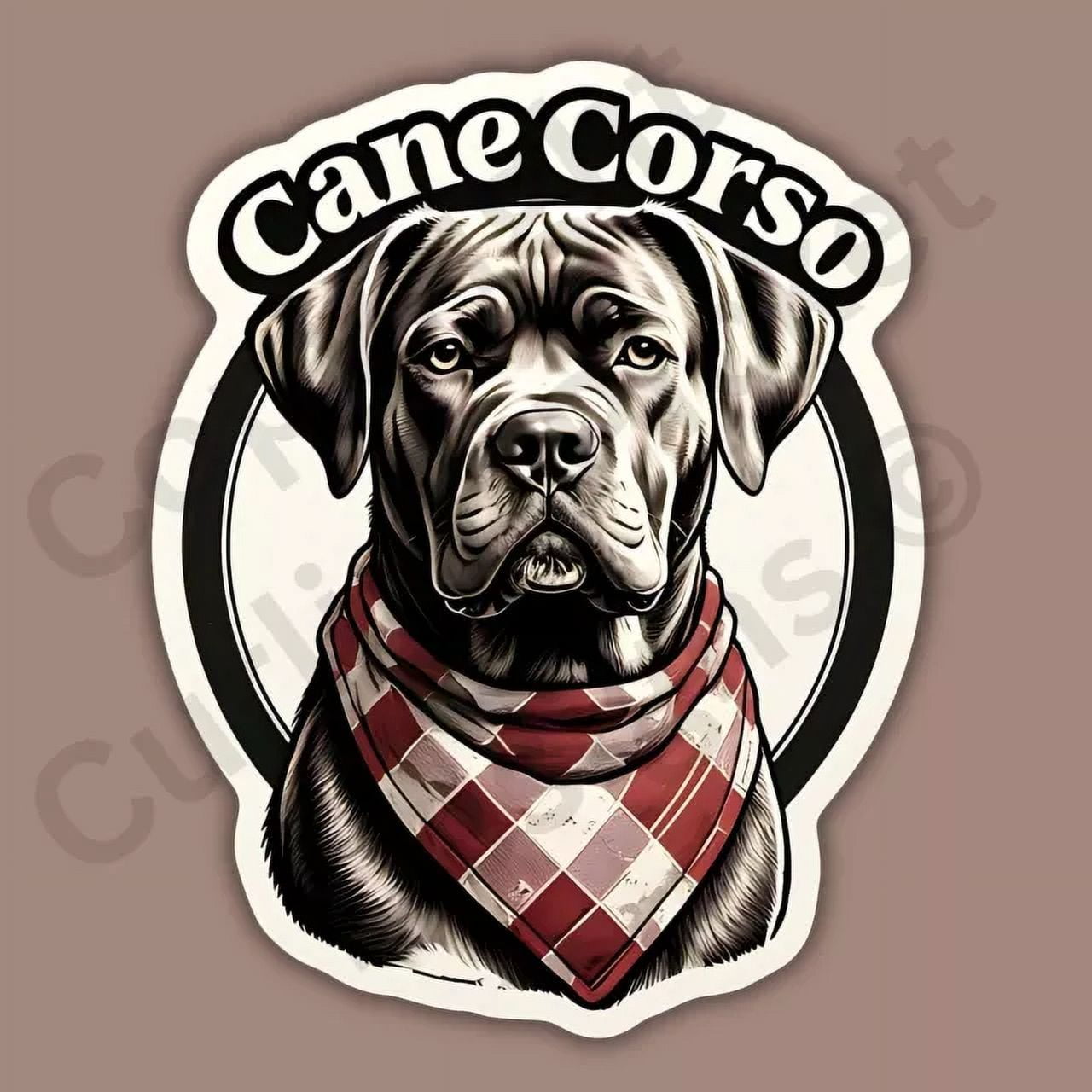 Cane Corso Dog With Bandana Dog Breed Cute Sticker Phone Decal Water ...