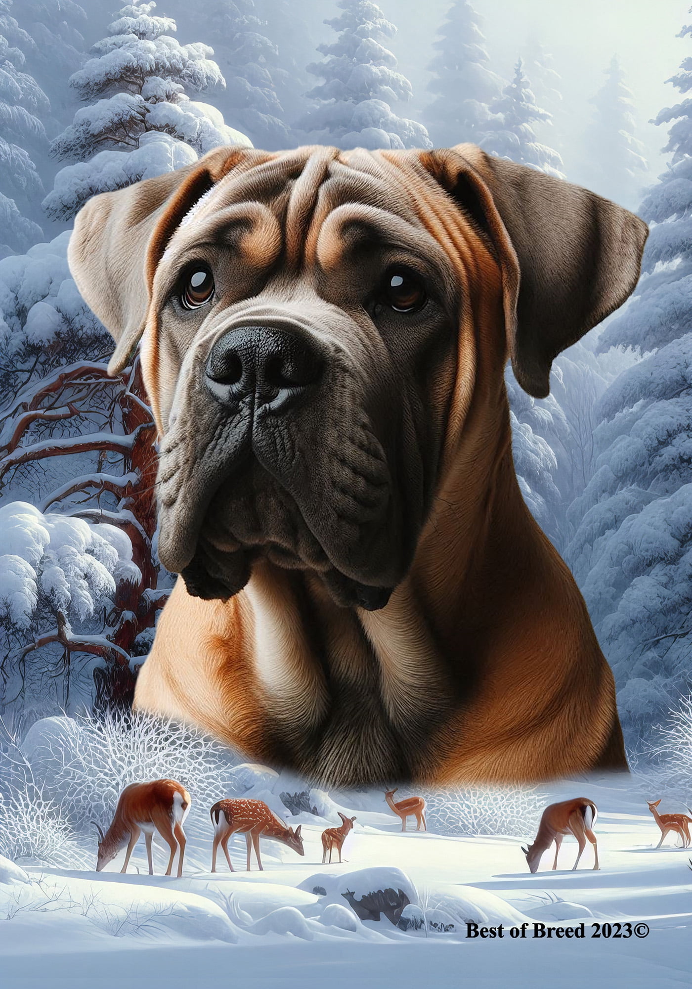 Cane Corso Fawn Uncropped - Best of Breed Winter Wonderland Garden Flag ...