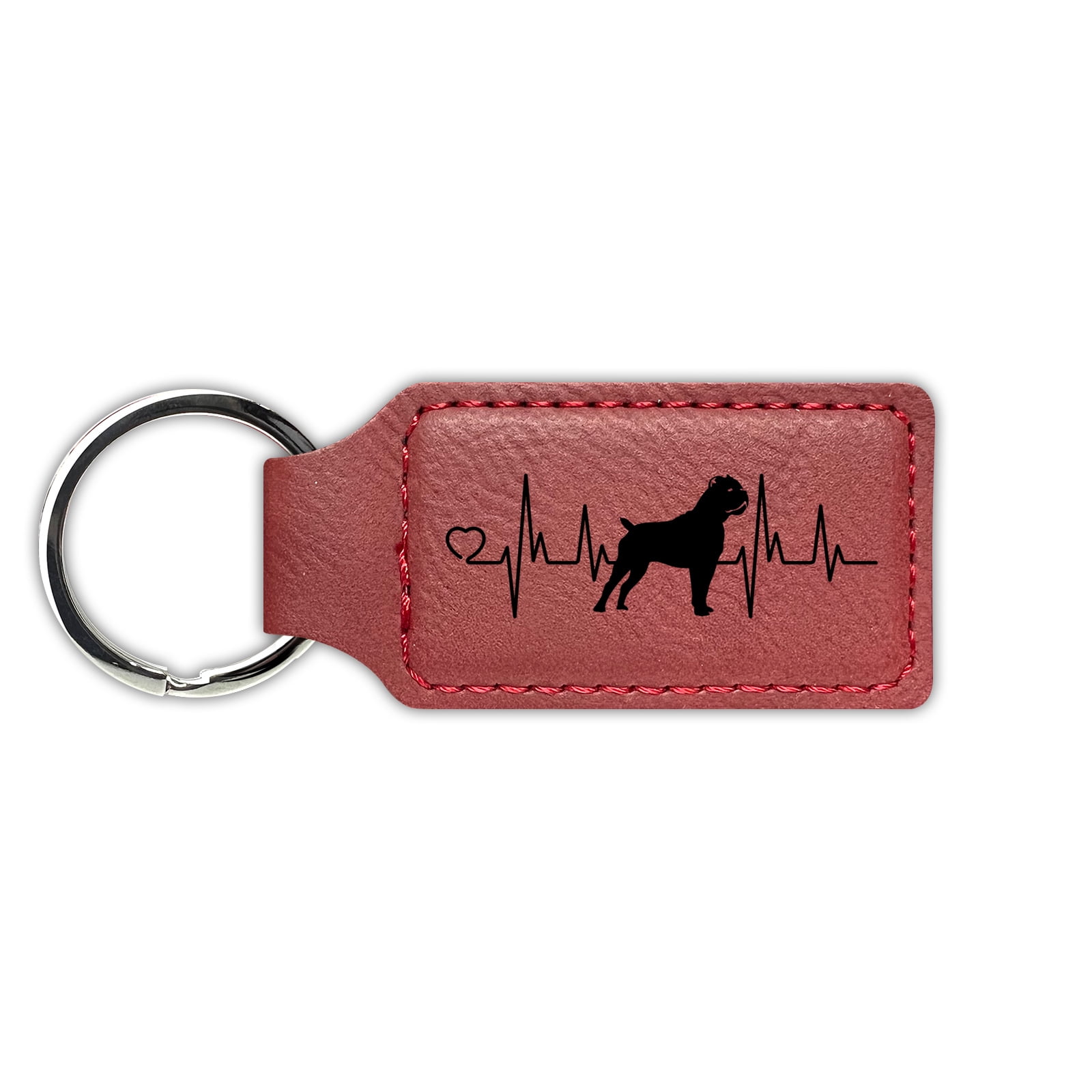Cane Corso Heartbeat Lifeline Keychain Leatherette Rectangle - Laser ...