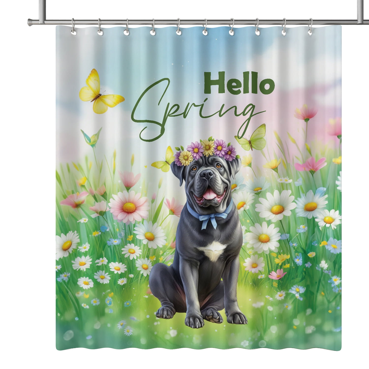 Cane Corso Hello Spring Time Flower Floral Nature Shower Curtain ...