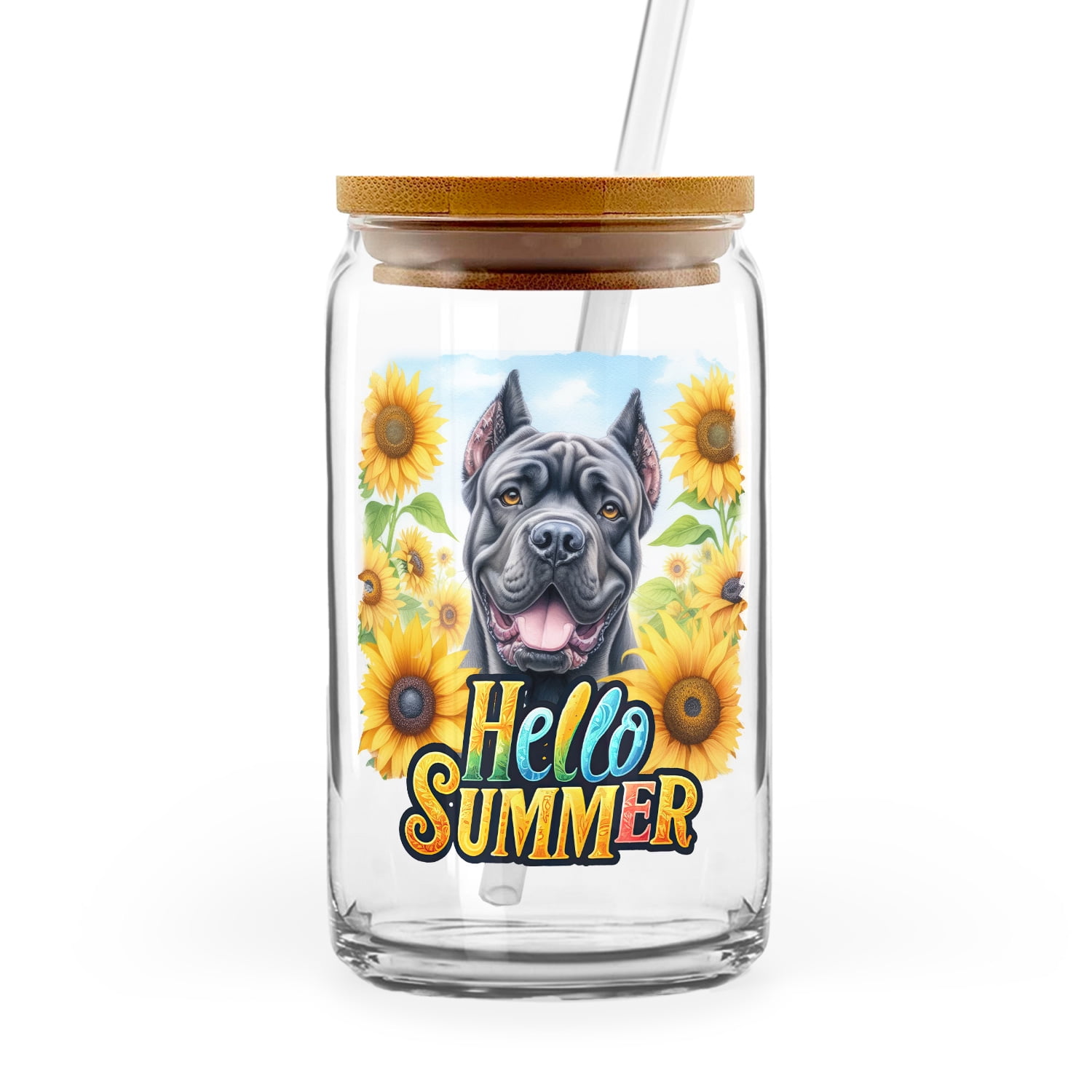 Cane Corso Hello Summer Sunshine Sunflowers Spring Retro Vintage 16oz ...