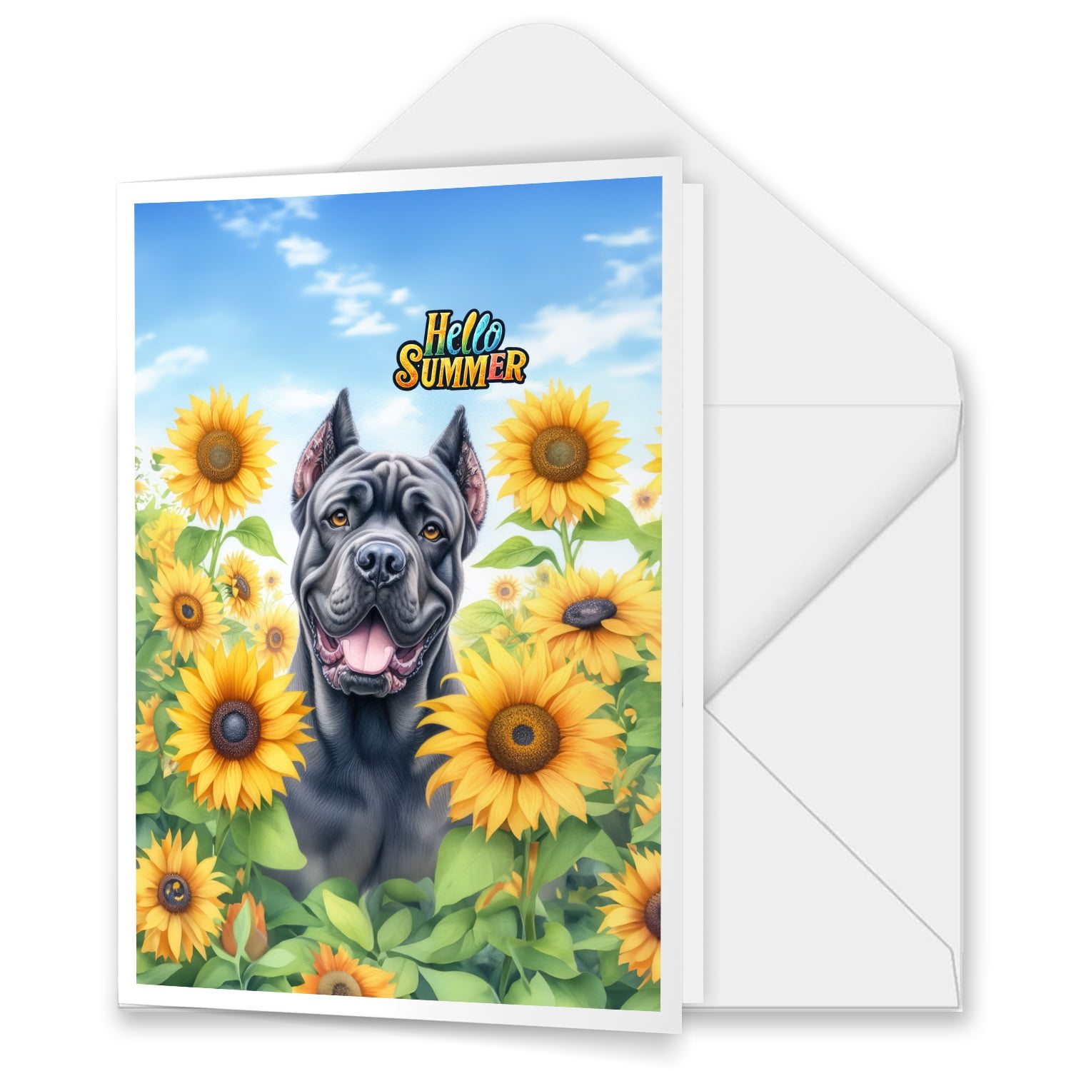 Cane Corso Hello Summer Sunshine Sunflowers Spring Retro Vintage 5x7in ...