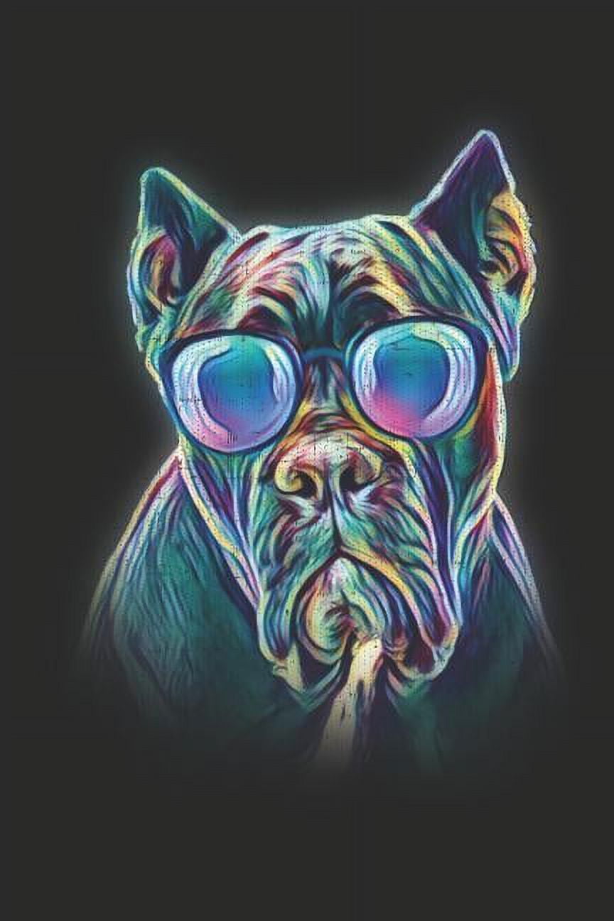 Cane Corso: Neon Dog with Sunglasses Blank Lined Journal Notebook Diary ...