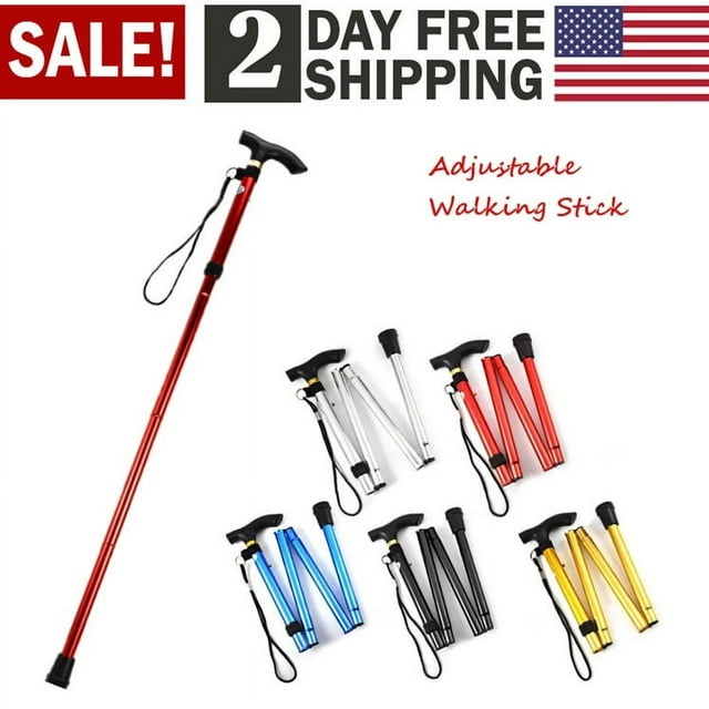 Cane Walking Stick Adjustable Walking Aluminum Collapsible Hiking ...