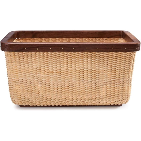 Cane-on-cane weave Storage Basket with Lid Multifunctional Storage ...