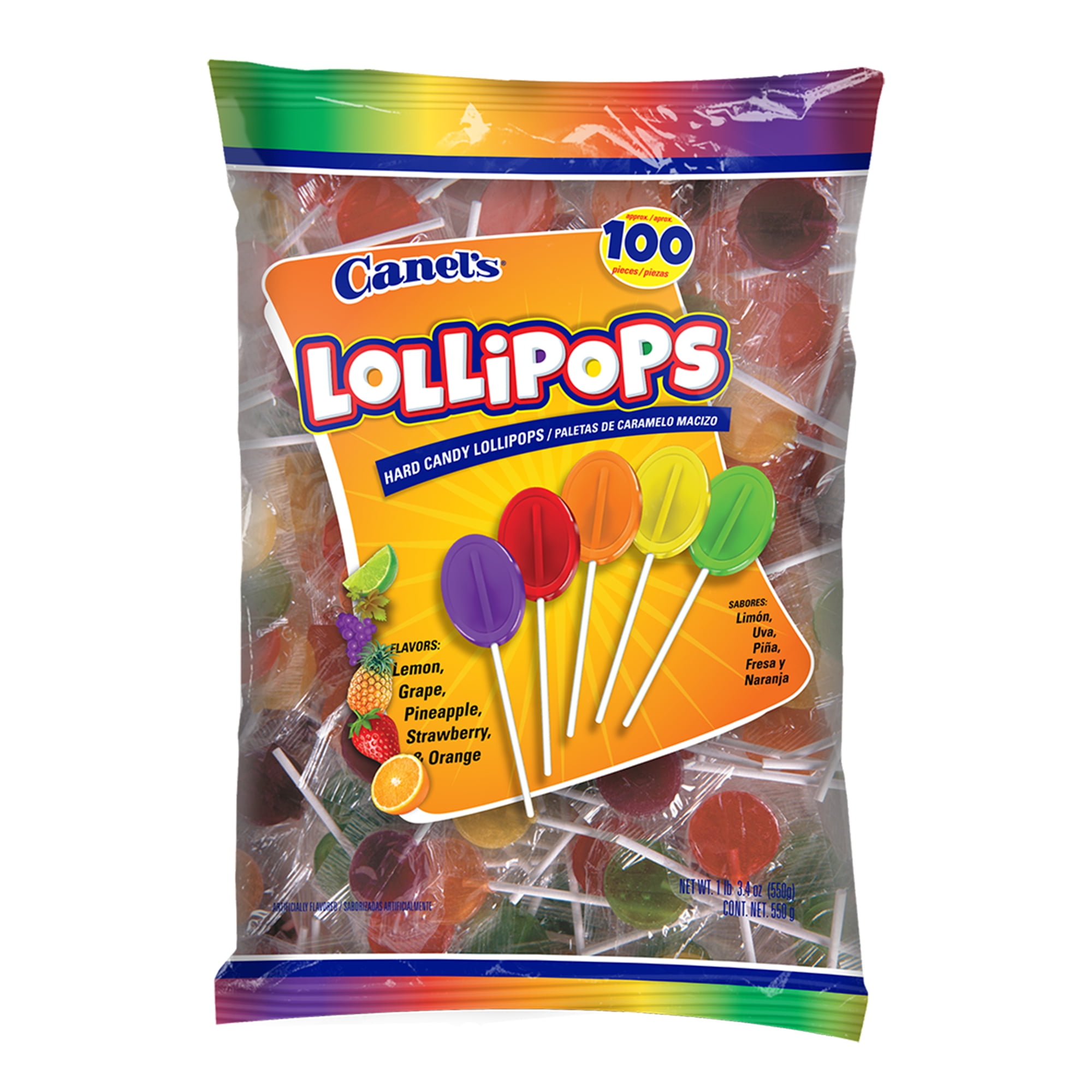 Canel's Fiesta Pop Hard Candy Lollipops, Assorted Fruit Flavors, Bulk ...