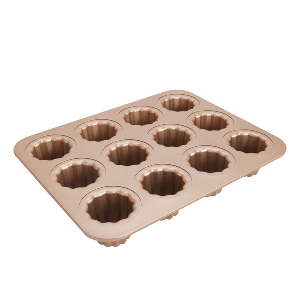 Canele Mold Cake Pan Champagne Gold High Quality 12-Cavity Non-Stick ...