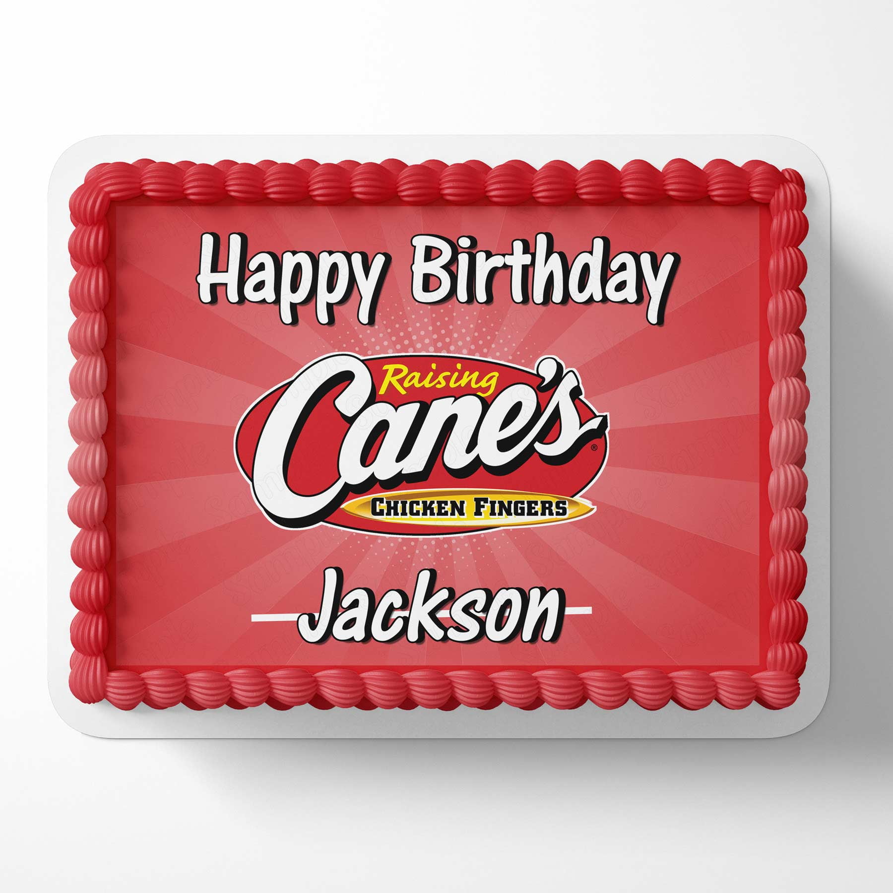 Canes Finger Chicken Lovers Edible Icing Cake Wrap Cake Image Icing ...